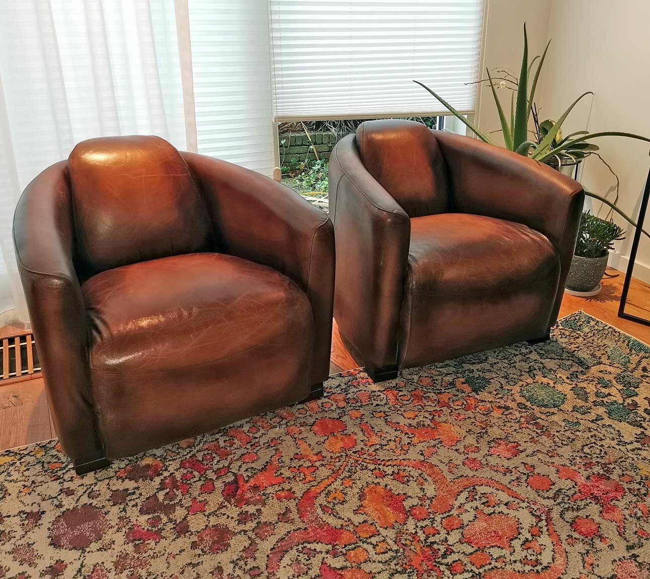 Cognac leather club chair store