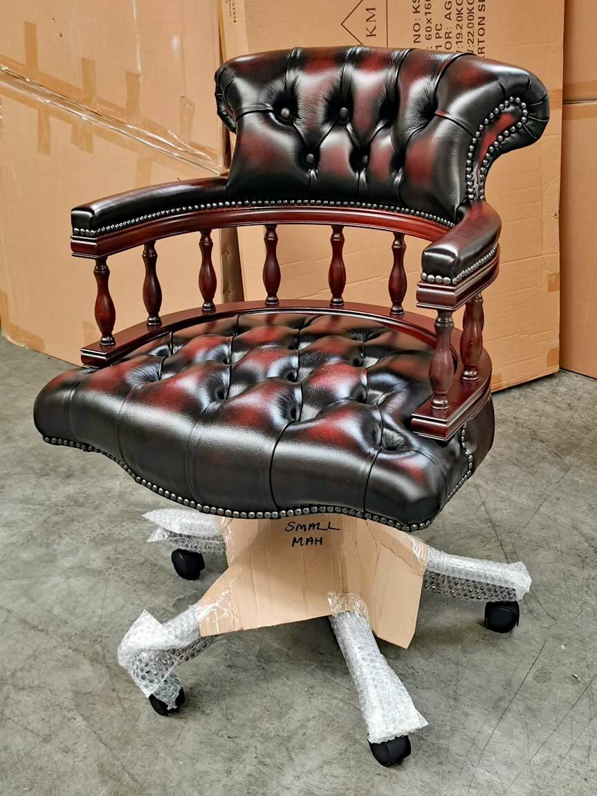 Captain s swivel chair antique rust leather