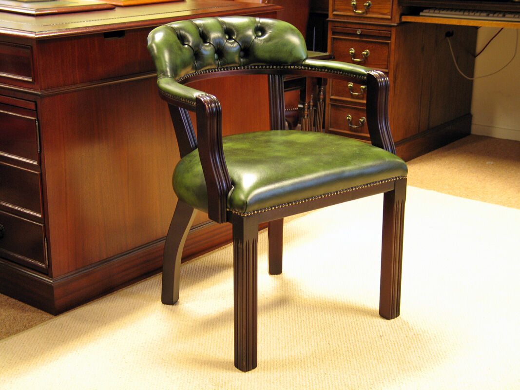 Court chair fixed leg, English reproduction Chesterfield desk chair ...