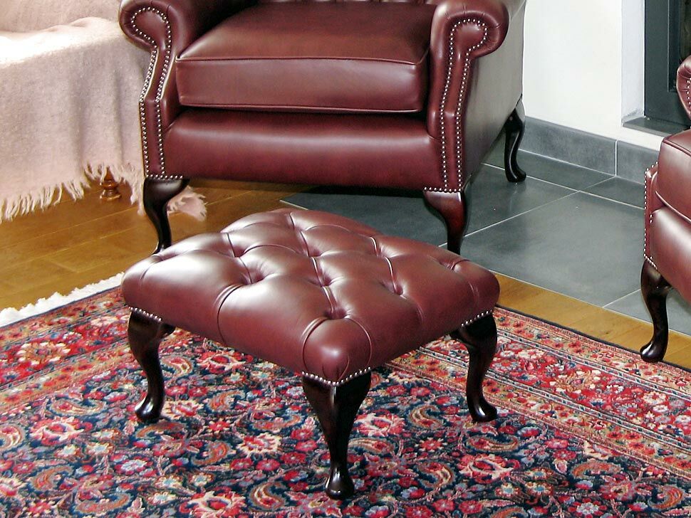 Queen Anne foot stool hand made English Chesterfield furniture