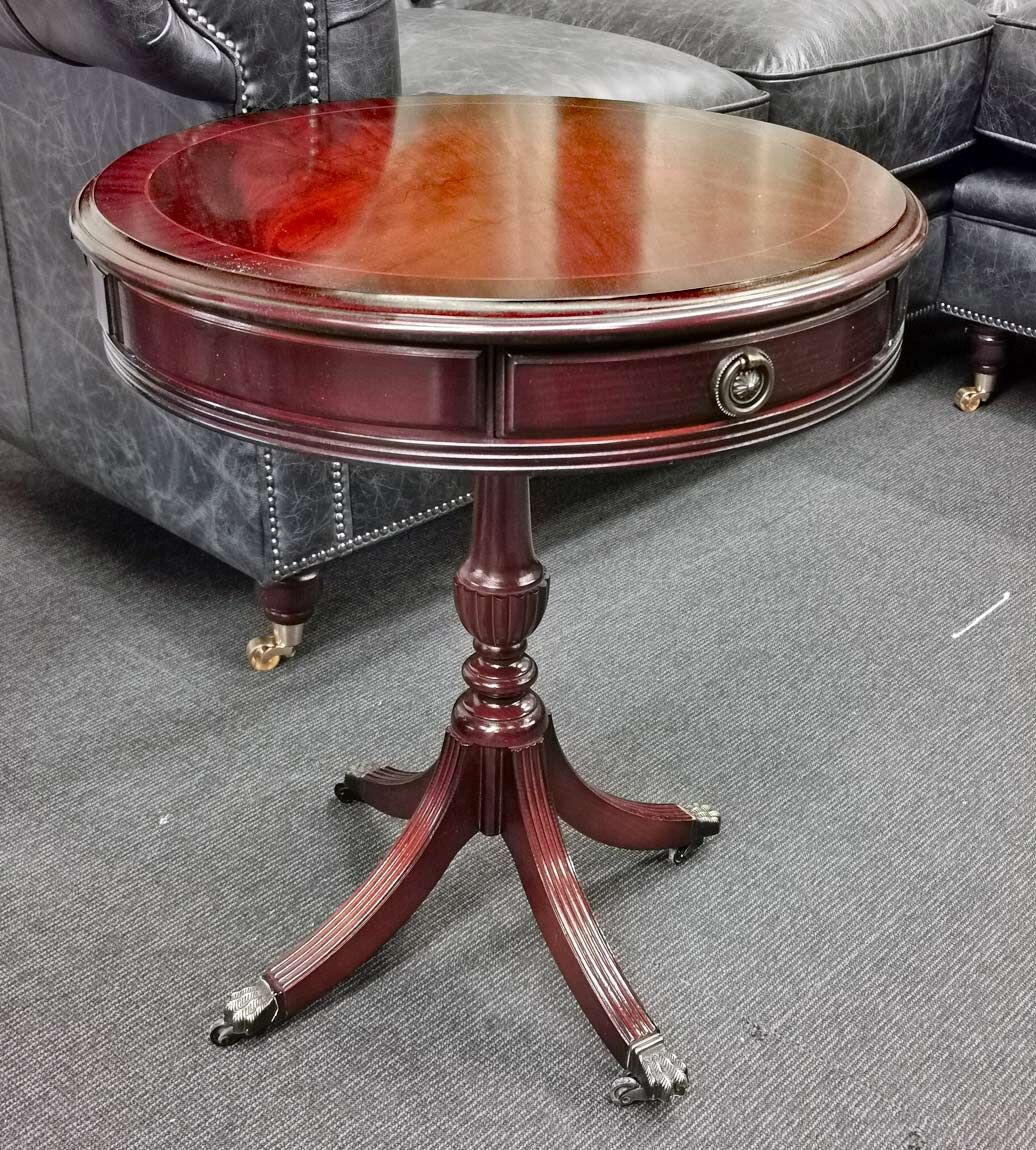 Mahogany Drum table plain finished top, English Decorations
