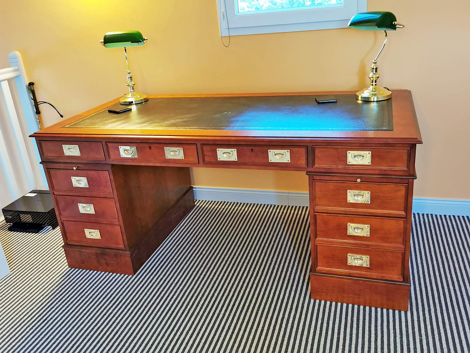 Dark Cherry wood Vintage Military English Bureau 85 x 180 cm