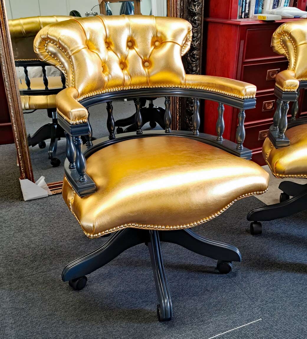 Midas Gold leather Captains swivel chair