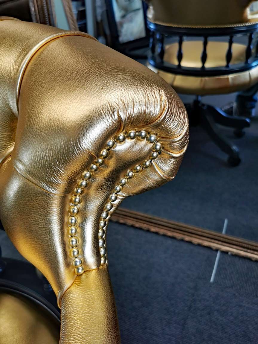 Midas Gold leather Captains swivel chair