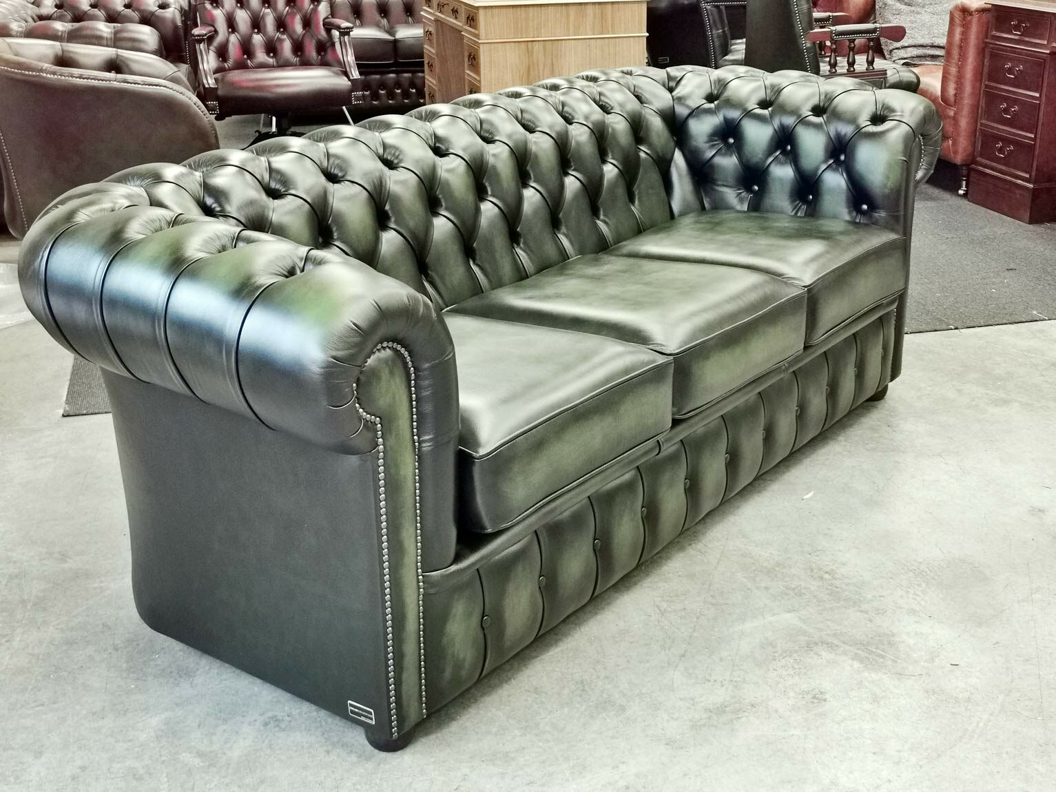 Green leather suites store